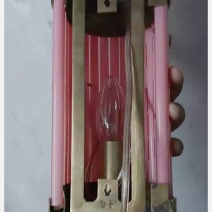Antique Vintage Old Art Deco Brass & Pink Glass Rod Ship Light Wall ...