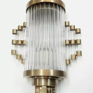 Vintage Art Deco Old Skyscraper Brass & Glass Rod Ship Light Lamp Wall ...