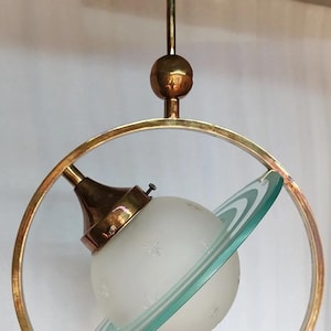 Antique Vintage Art Deco Old Fixture Saturn Ceiling Light Brass Pendant ...