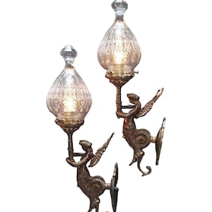 Pair of Rare Old Antique Vintage Art Deco Nouveau Brass Mermaid Wall ...
