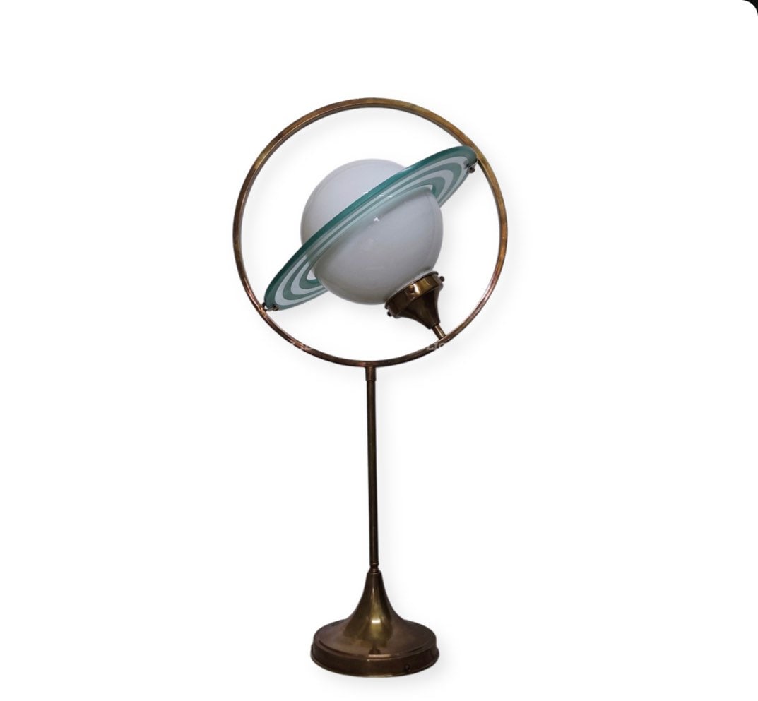 Vintage Antique Art Deco Old Saturn Light Brass Floor Lamp Table Lamp ...