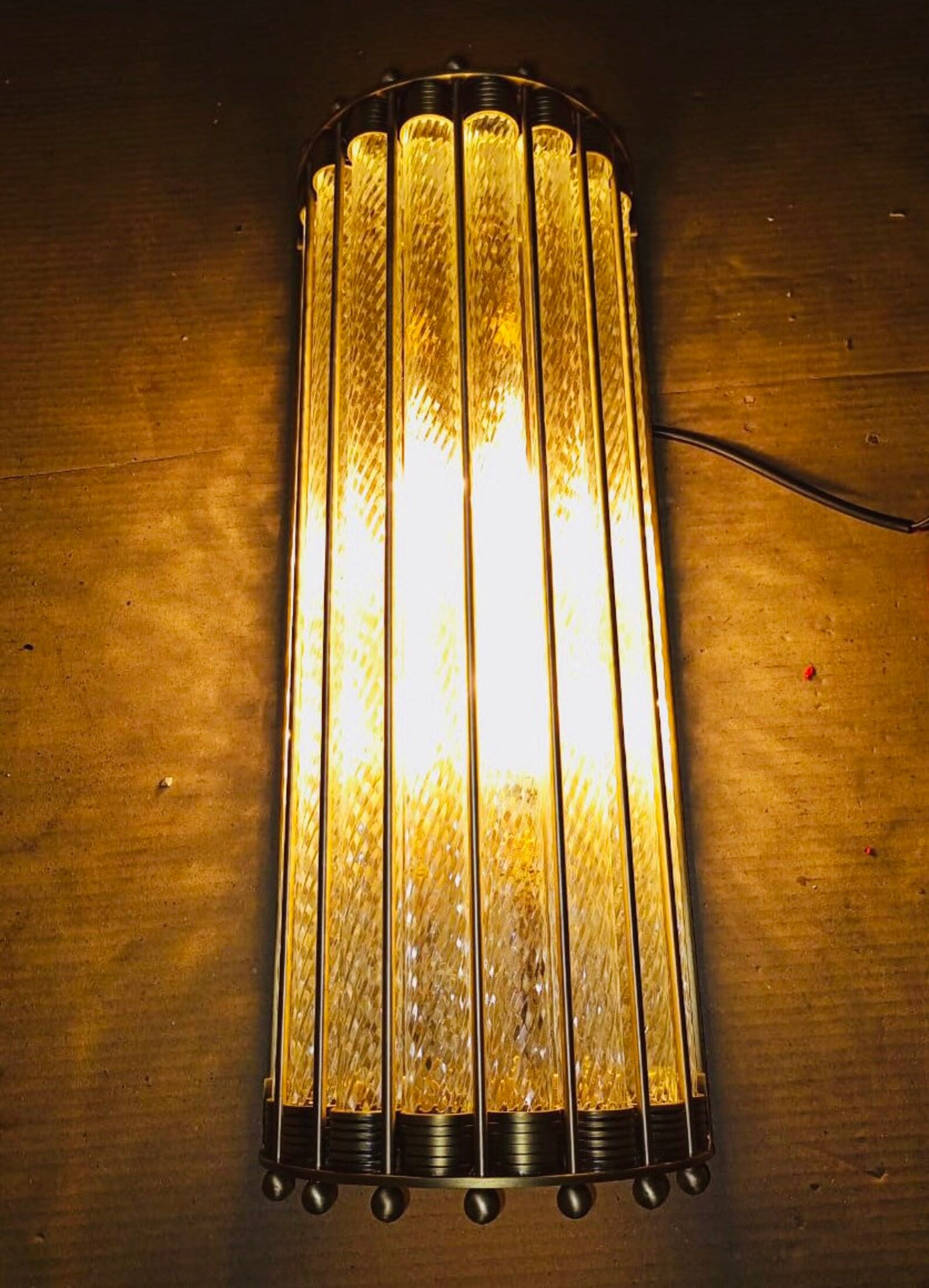Pair of Antique Vintage Art Deco Brass & Twisted Glass Rod Wall Sconce ...