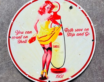 Shell Porcelain Sign | Etsy