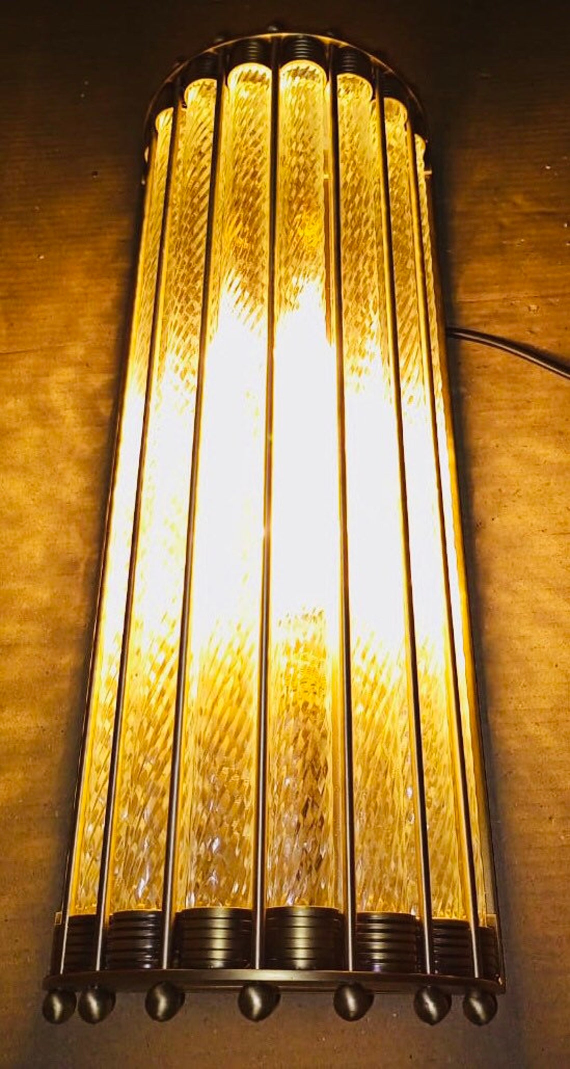 Pair of Antique Vintage Art Deco Brass & Twisted Glass Rod - Etsy