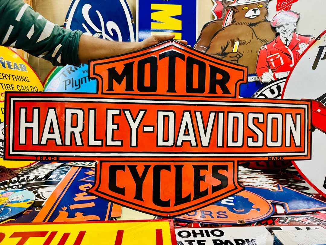 Rare Harley Davidson Motorcycles Vintage Antique Porcelain Advertising ...