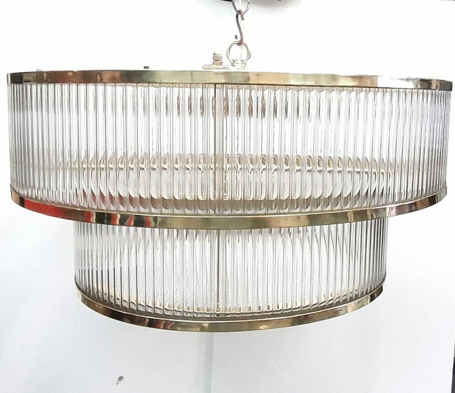 Vintage Art Deco Brass & Glass Rod Ceiling Fixture 8 Light Ship ...
