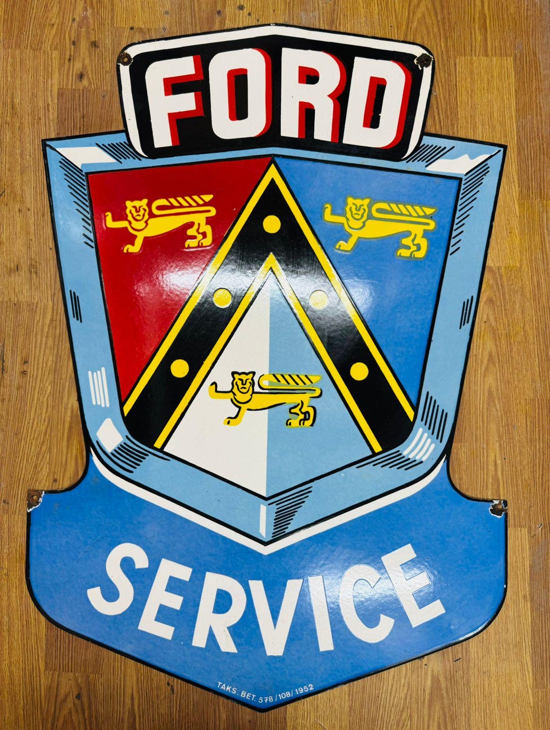 Vintage Porcelain Enamel Ford Service 45x32 Inch Single Sided ...