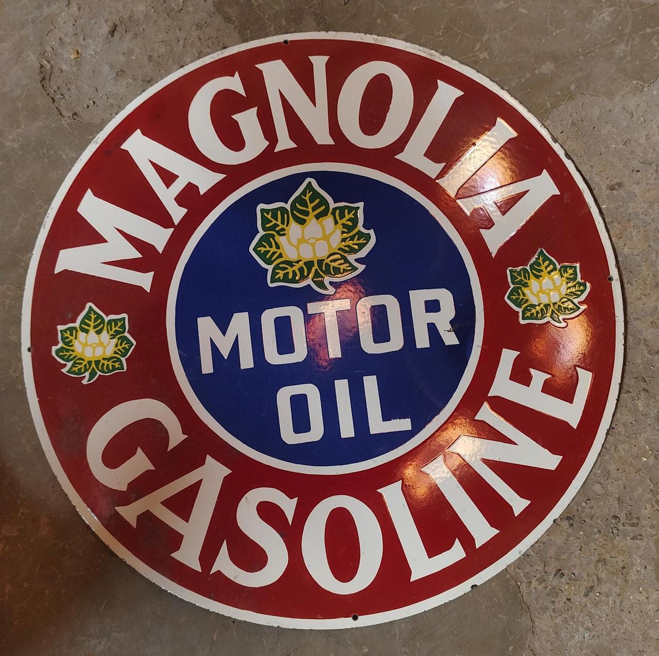 Magnolia Gasoline Vintage Porcelain Enamel Advertising Enamel Sign ...