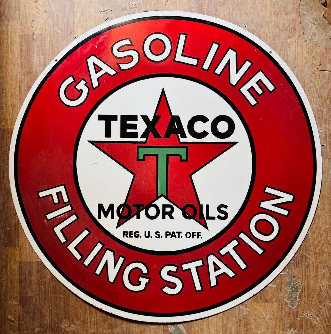 Rare Texaco Gasoline Filling Station 42 Inches Vintage Enamel Single ...