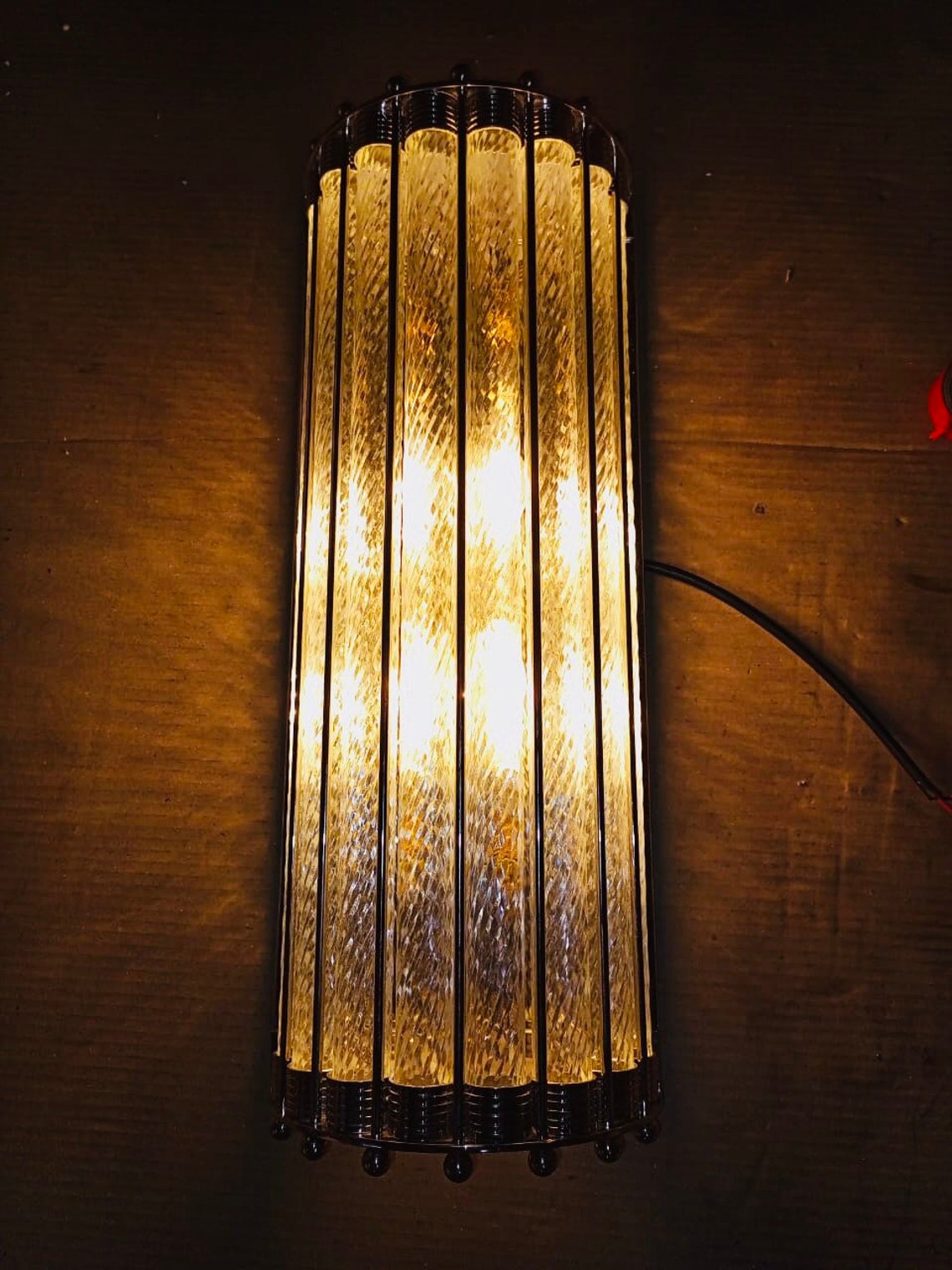 Pair of Antique Vintage Art Deco Brass & Twisted Glass Rod - Etsy