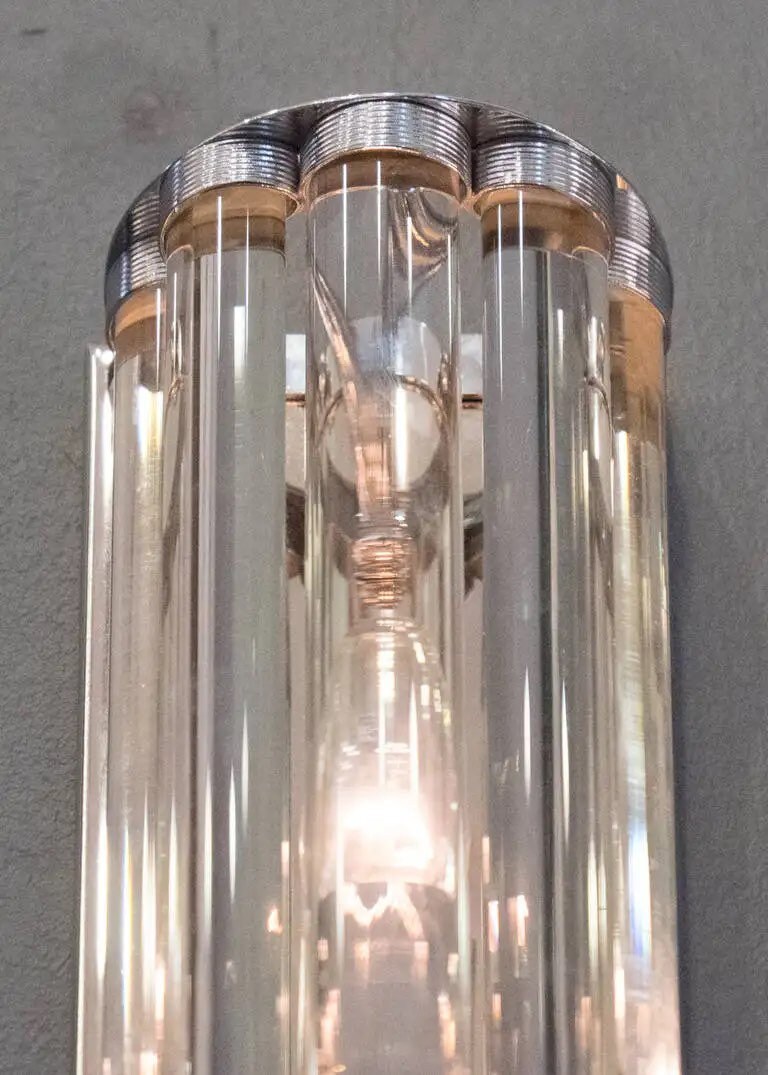 Italian Pair of Antique Vintage Old Art Deco Brass & Glass Rod - Etsy