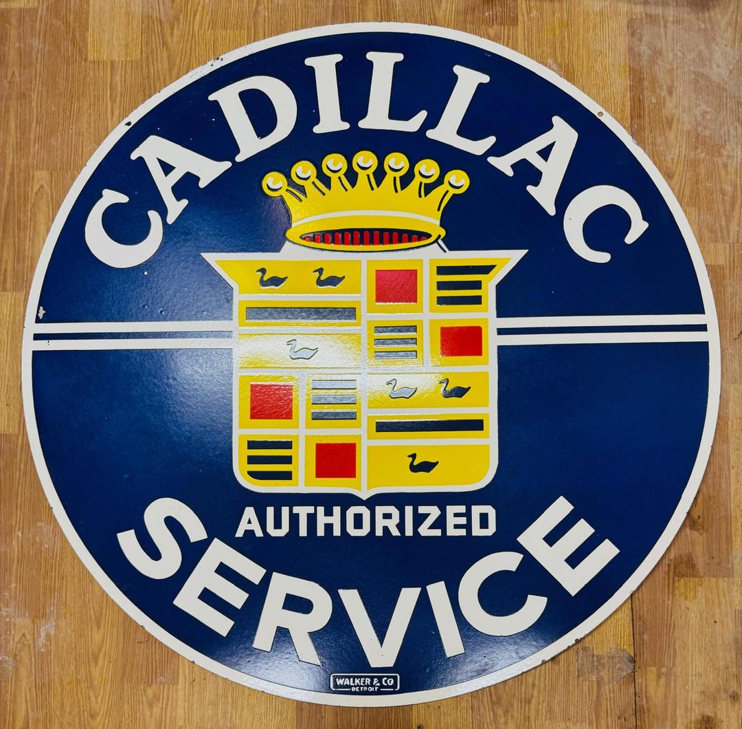 Vintage Porcelain Enamel Cadillac Service 48 Inch Single Sided ...
