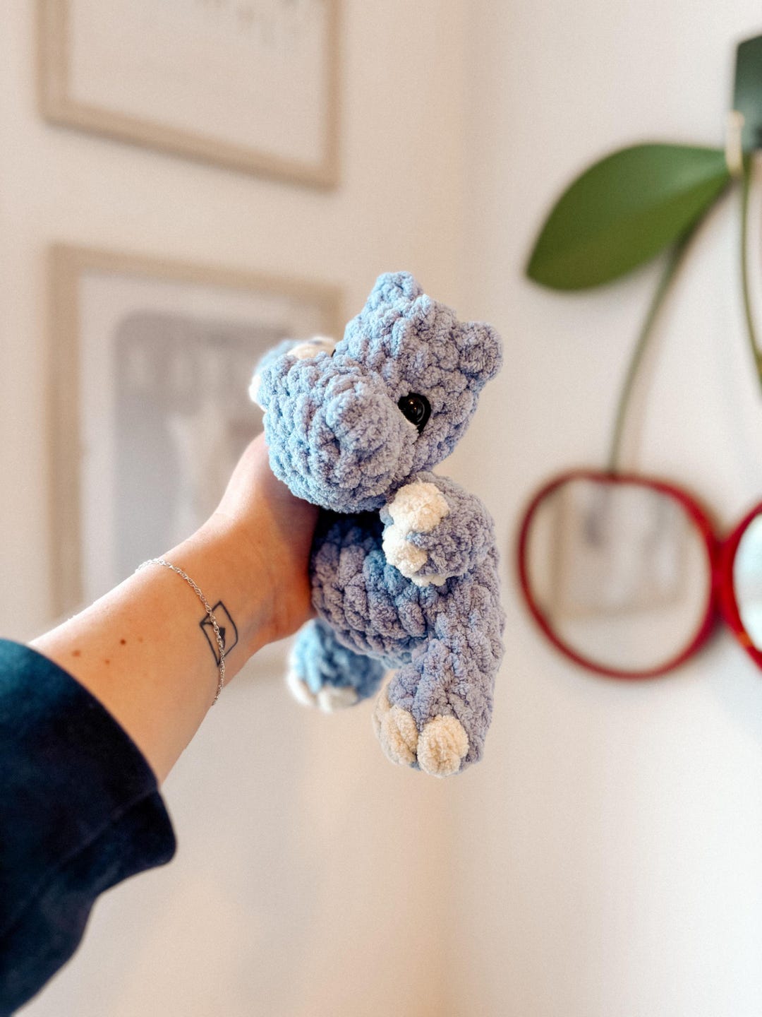 Crochet Hippo | Baby Blue Hippo Stuffed Animal Palm Sized | Plushie ...