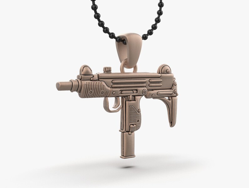 Uzi Gun Pendant Necklace Tactical Weapon Jewelry Unisex Bronze - Etsy