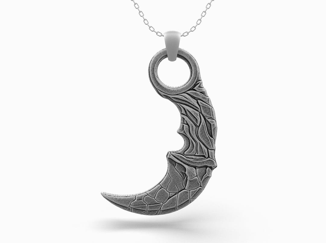 Karambit Knife Necklace – Sterling Silver Fantasy Blade Pendant ...