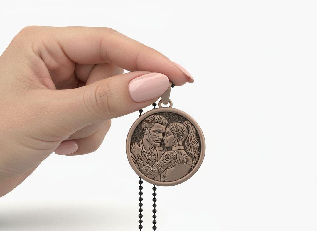 Bronze Couple Love Pendant Necklace Romantic Bond Intimacy Symbol ...