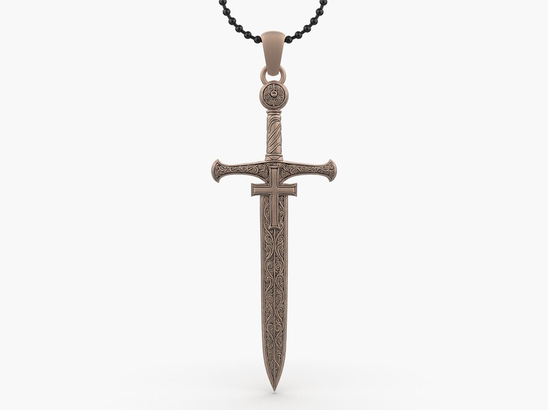 Medieval Sword Cross Pendant Necklace Gothic Templar Style Unisex ...
