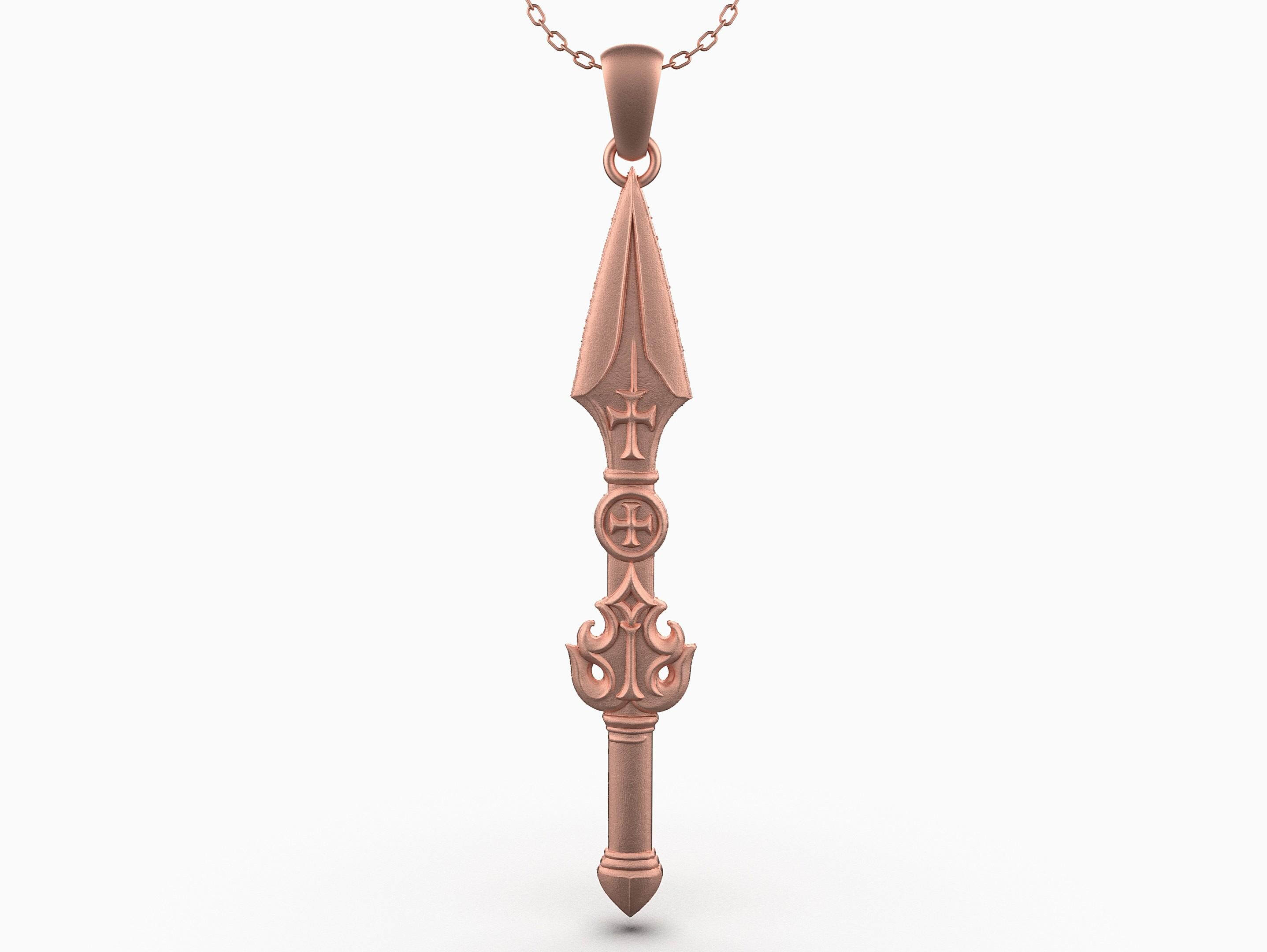 Sterling Silver Holy Lance Pendant: Spear of Destiny Templar Necklace ...