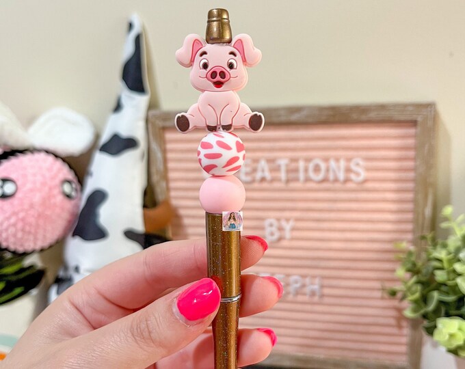 Pig Pen | Pig Lover Pen | Pig Silicone Beaded Pen | Animal Pen | Pig ...