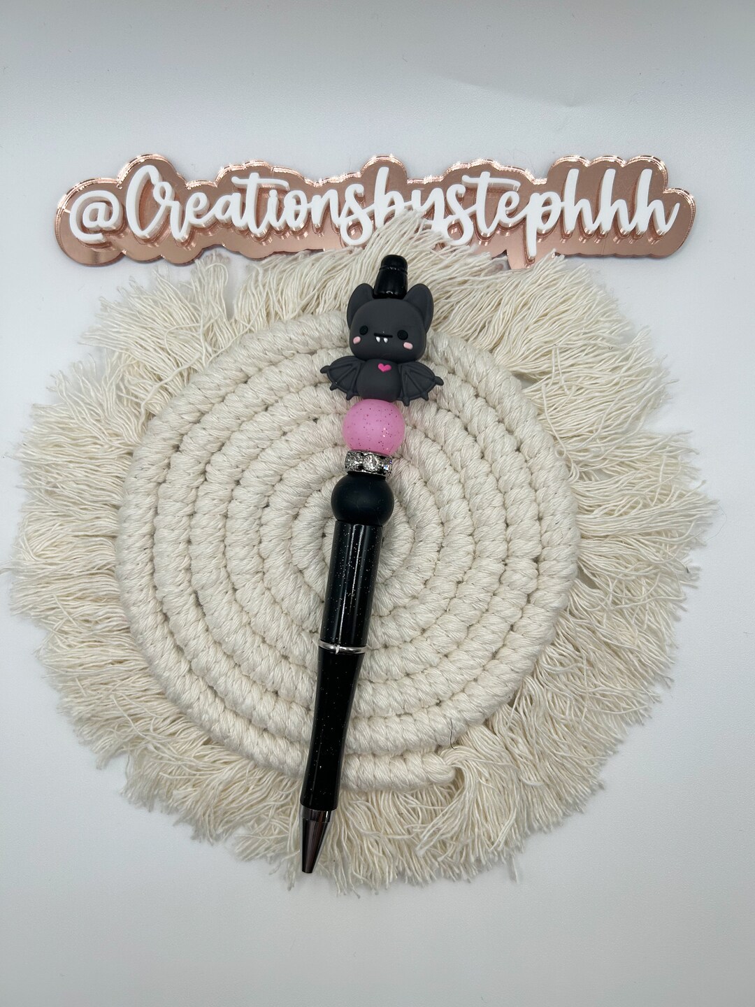 Bat Beaded Pen | Halloween Bat Pen | Cute Bat Pen | Pink Bat | Silicone ...