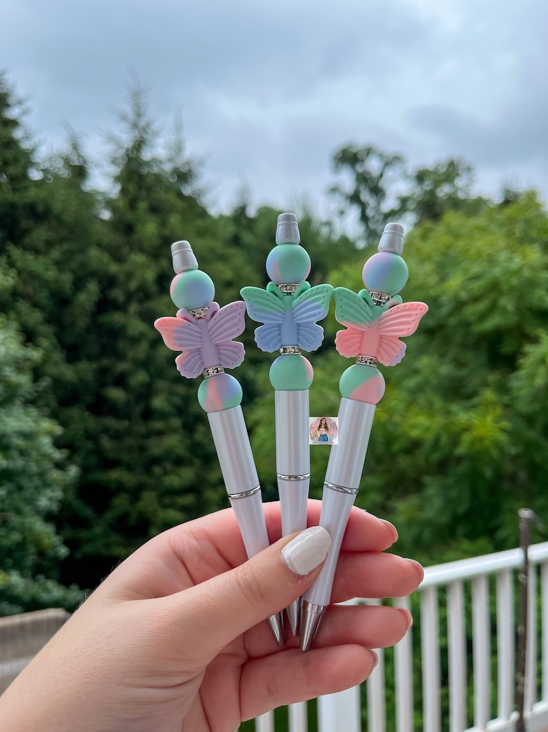 Tie Dye Butterfly Pen | Butterfly Pen | Butterfly Beaded Pen | Silicone ...