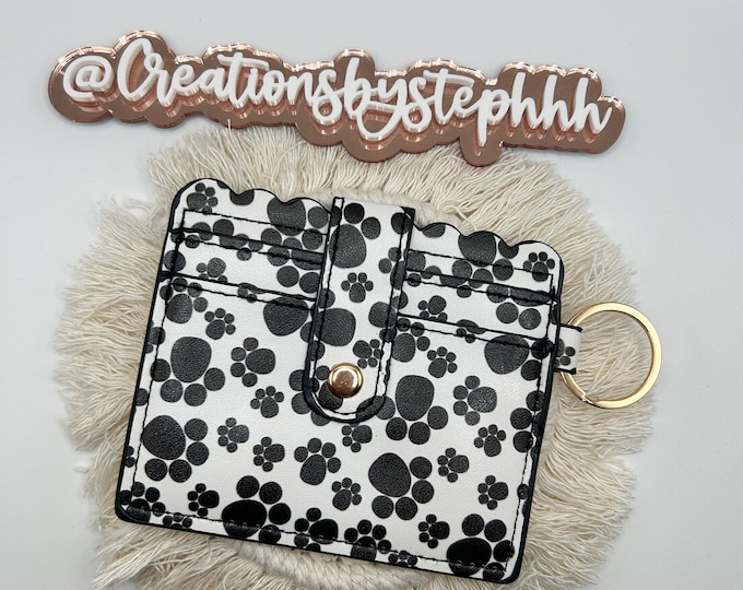 Paw Print ID Wallet | Paw Print Wallet for Beaded Wristlet Keychain ...