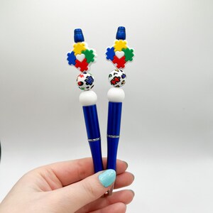Puzzle Piece Pen | Autism Awareness Pen | Puzzle Beaded Pen | Silicone ...