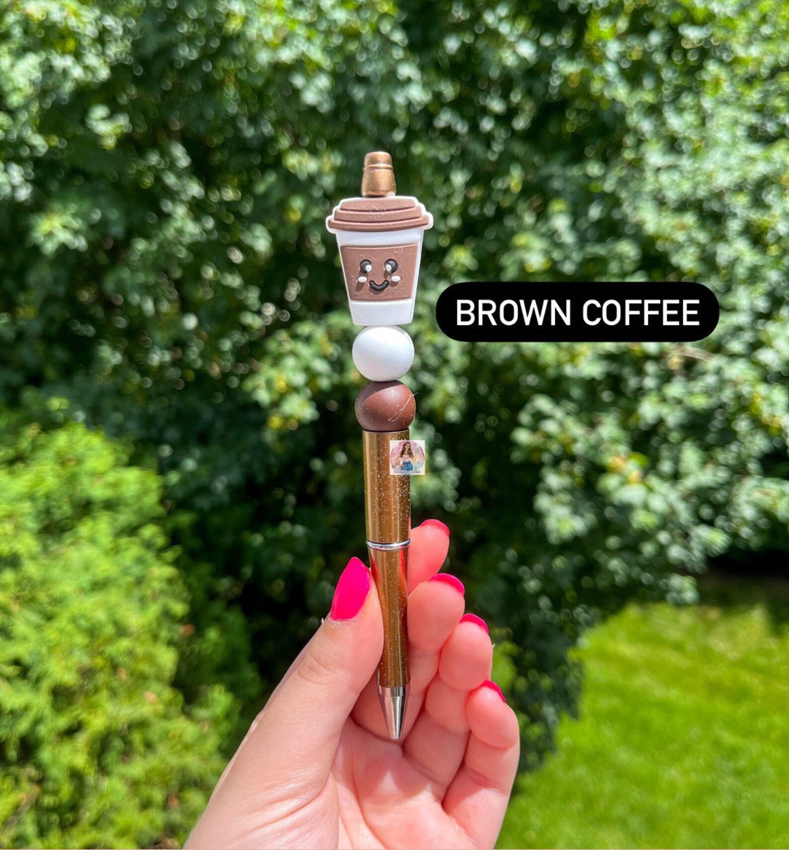 Coffee Pen Coffee Beaded Pen Coffee Cup Pen Coffee Lover - Etsy