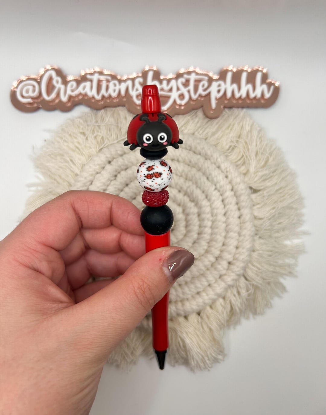 Ladybug Beaded Pen | Cute Bug Pen | Ladybug Pen | Bug Pen | Silicone ...
