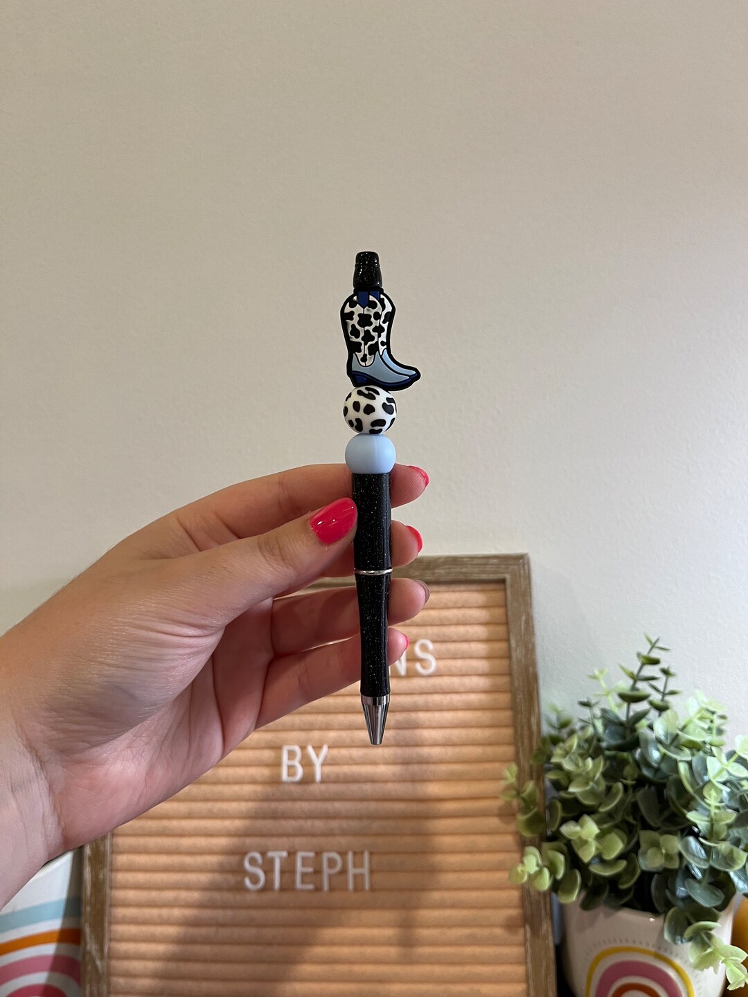 Cowboy Boots Pen | Cowboy Boots Beaded Pen | Cow Print Pen | Silicone ...