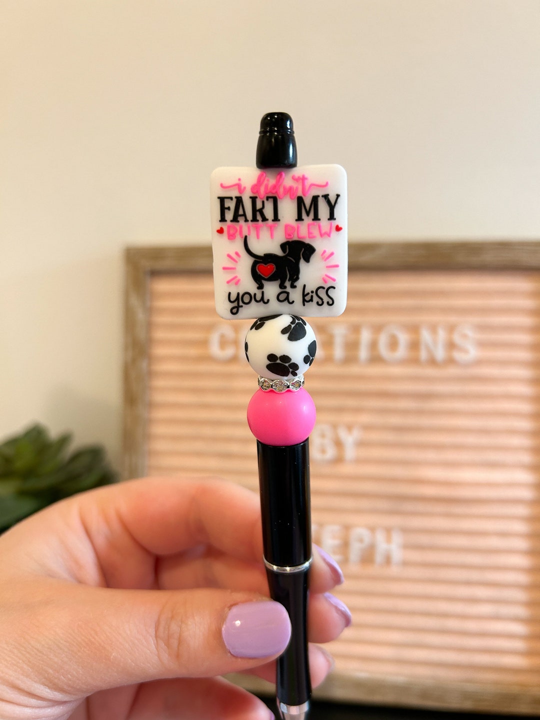 I Didnt Fart Pen Funny Sayings Funny Pen Dog Beaded Pen Silicone Bead ...