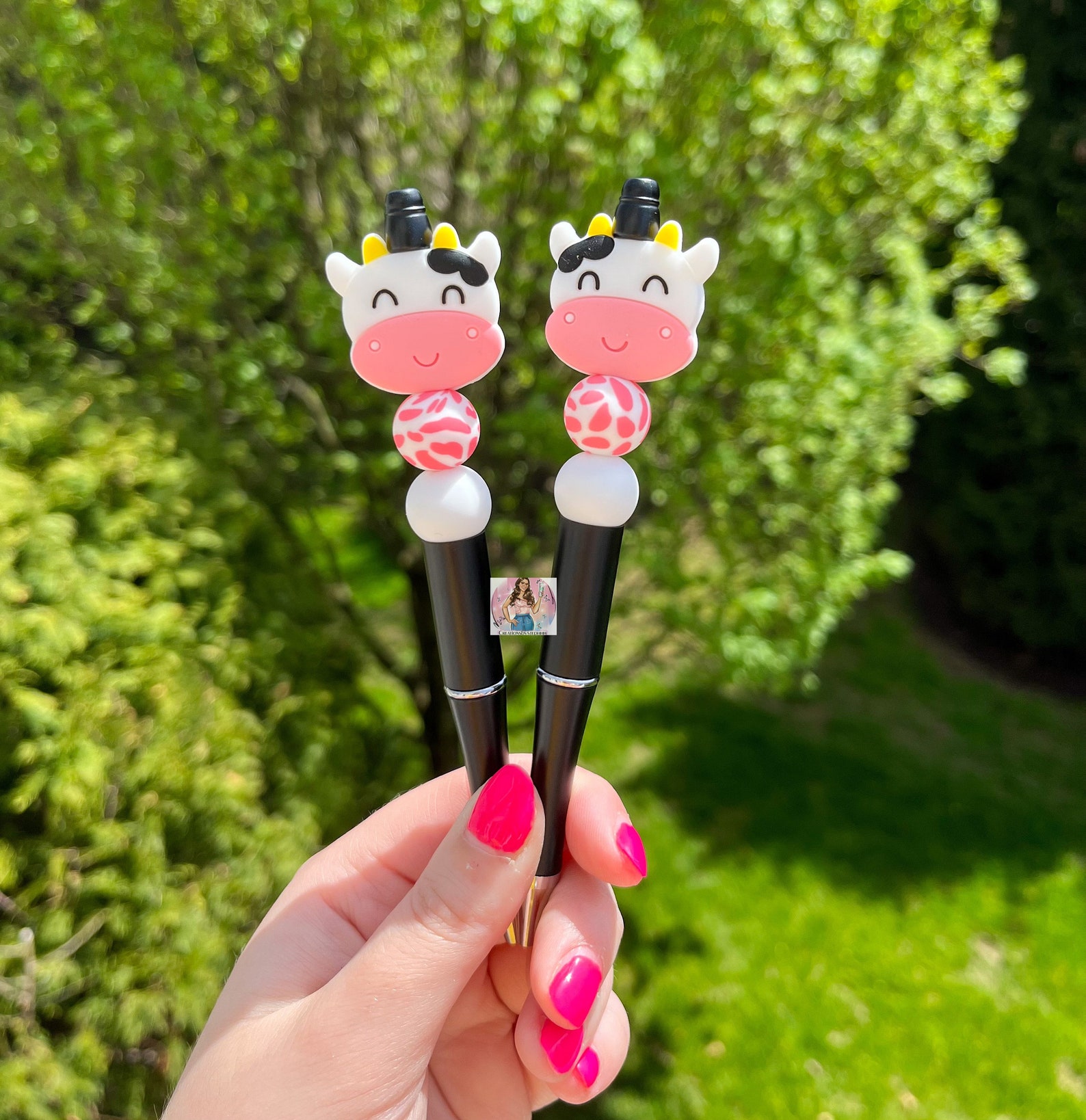 Pink Cow Pen Cow Beaded Pen Cow Pen Pink Cow Silicone - Etsy