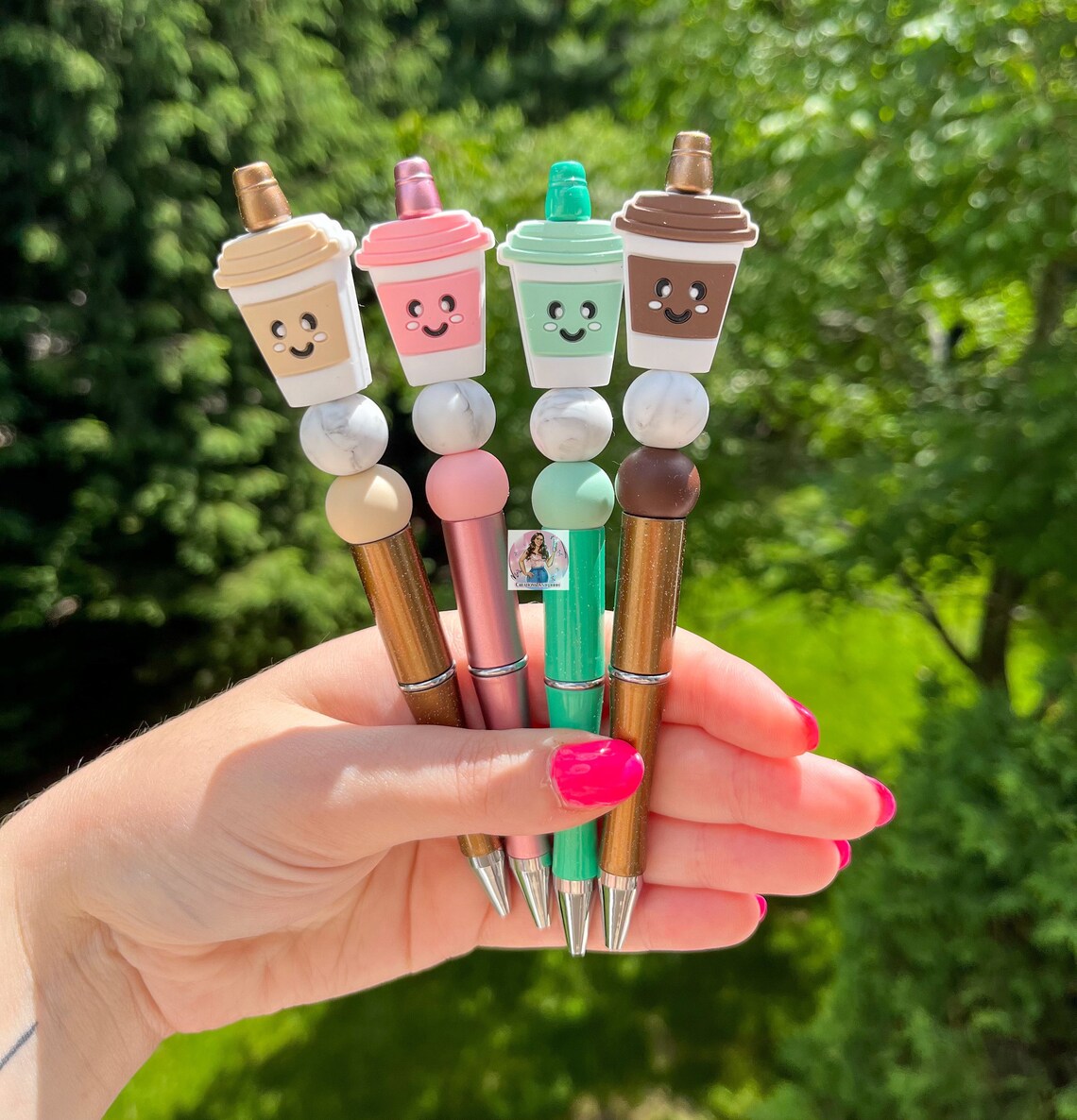 Coffee Pen Coffee Beaded Pen Coffee Cup Pen Coffee Lover - Etsy