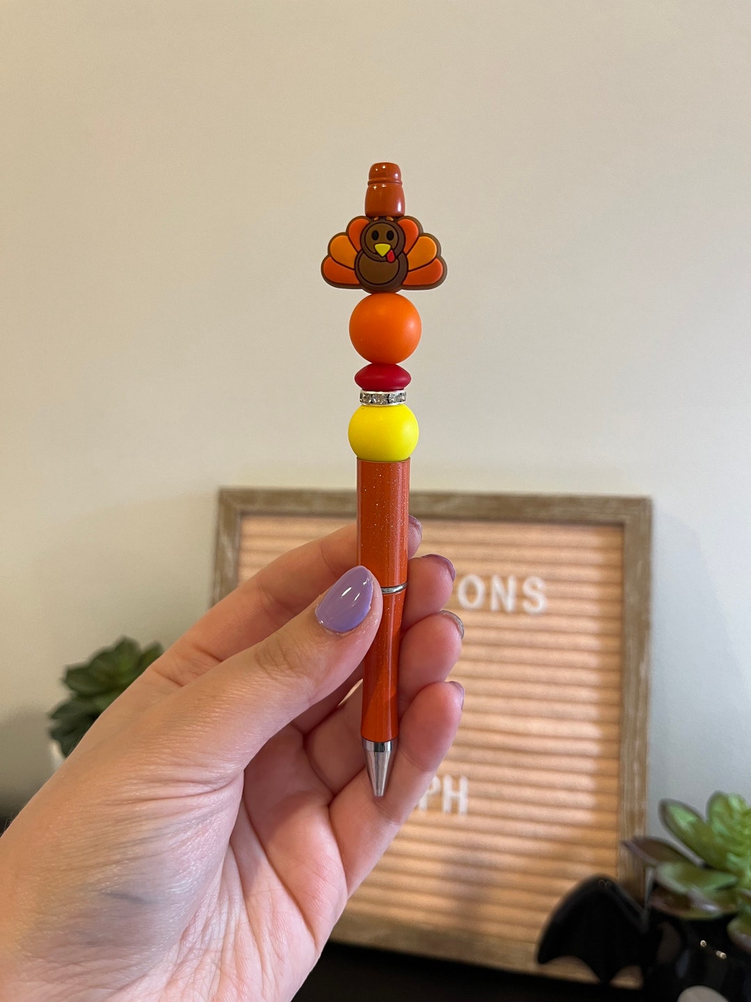 Turkey Pen | Thanksgiving Beaded Pen | Cute Turkey Pen | Thanksgiving ...