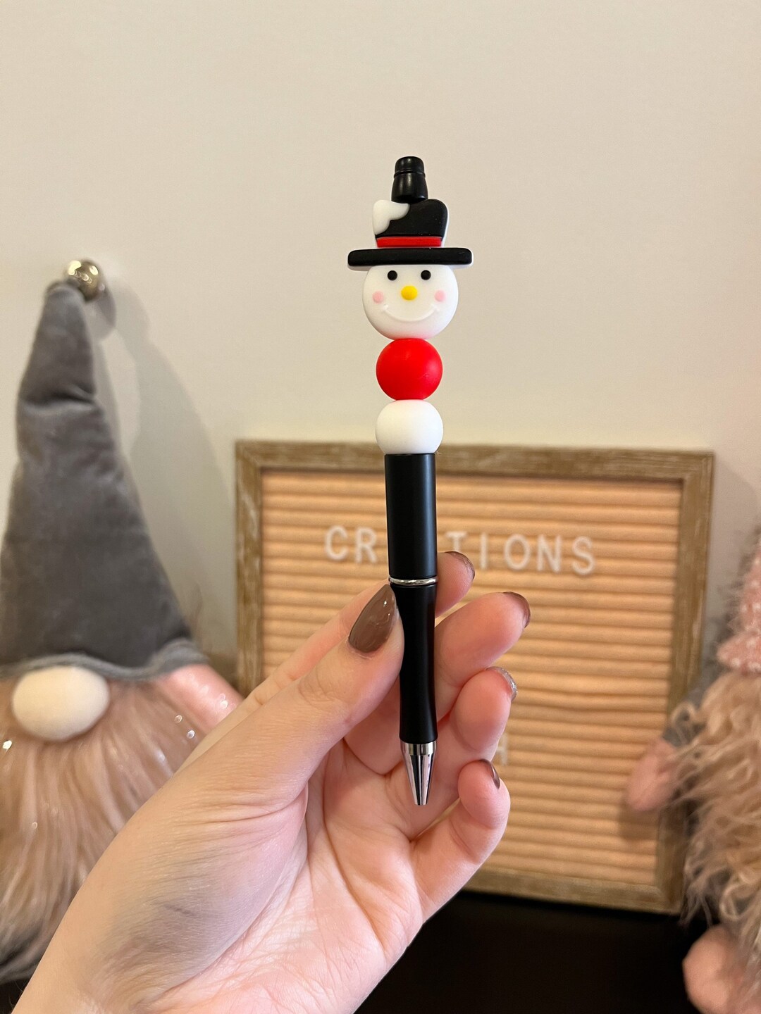 Snowman Pen | Winter Snowman Pen | Cute Snowman Pen | Silicone Beaded ...