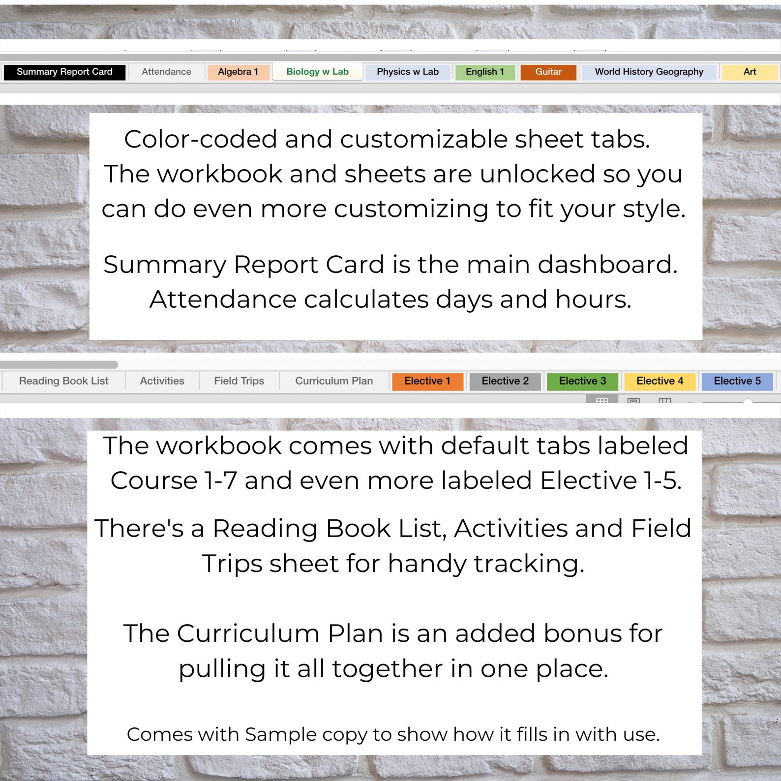 Homeschool Planner Gradebook Excel Template Attendance Tracker High ...
