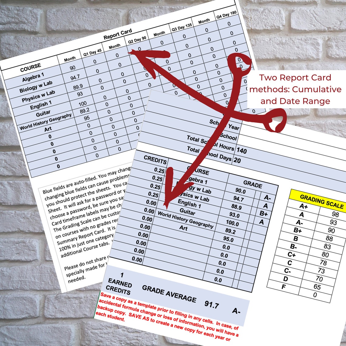 Homeschool Planner Gradebook Excel Template Attendance Tracker High ...