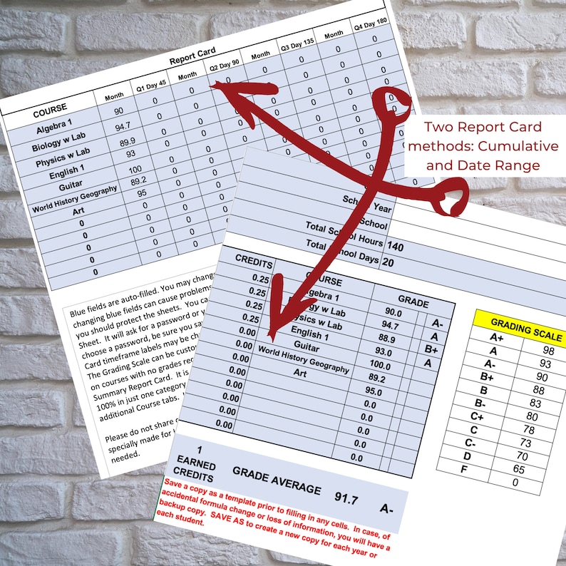 Homeschool Planner Gradebook Excel Template Attendance Tracker High ...