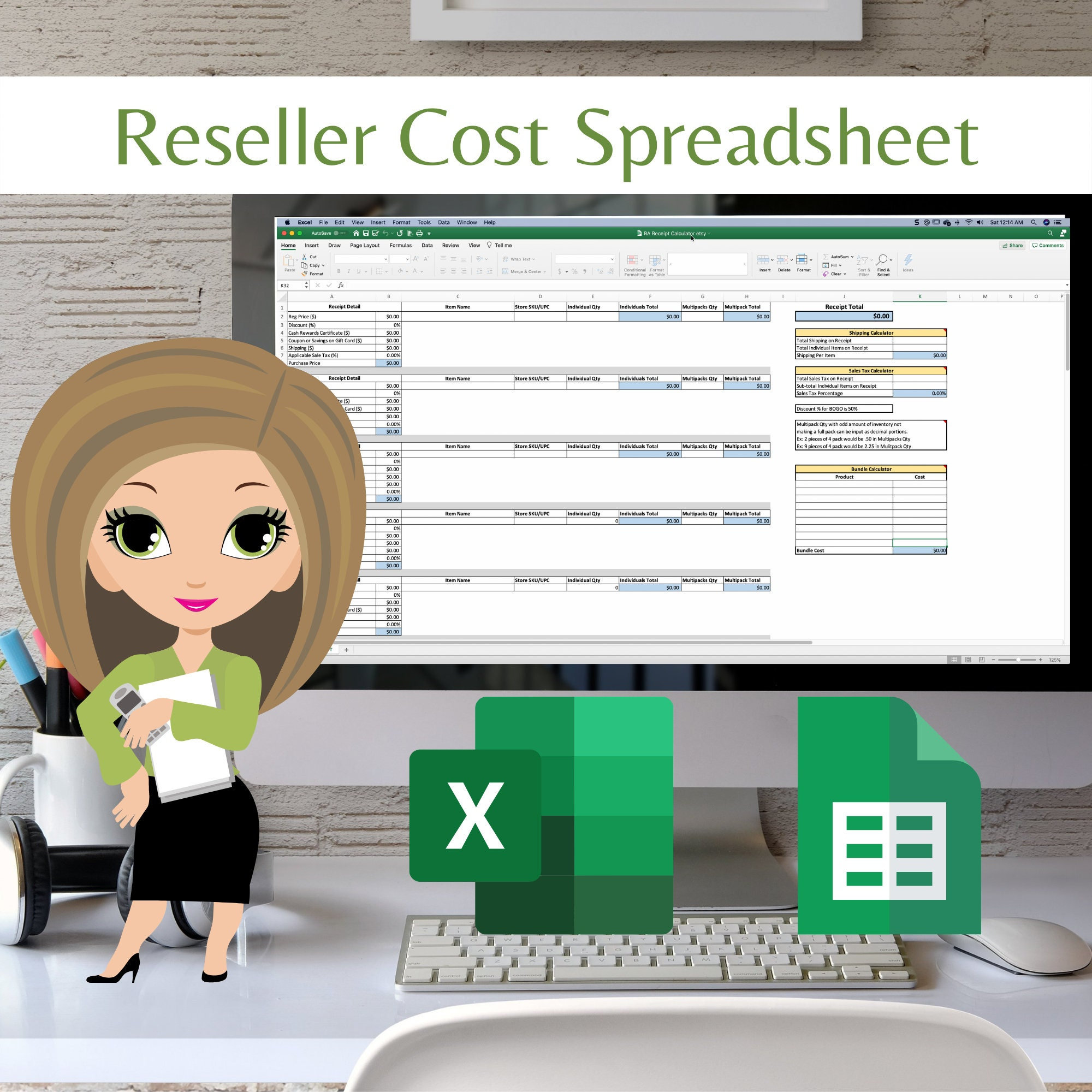 Reseller Cost Spreadsheet Excel/google Sheets Amazon Ecommerce Cost ...