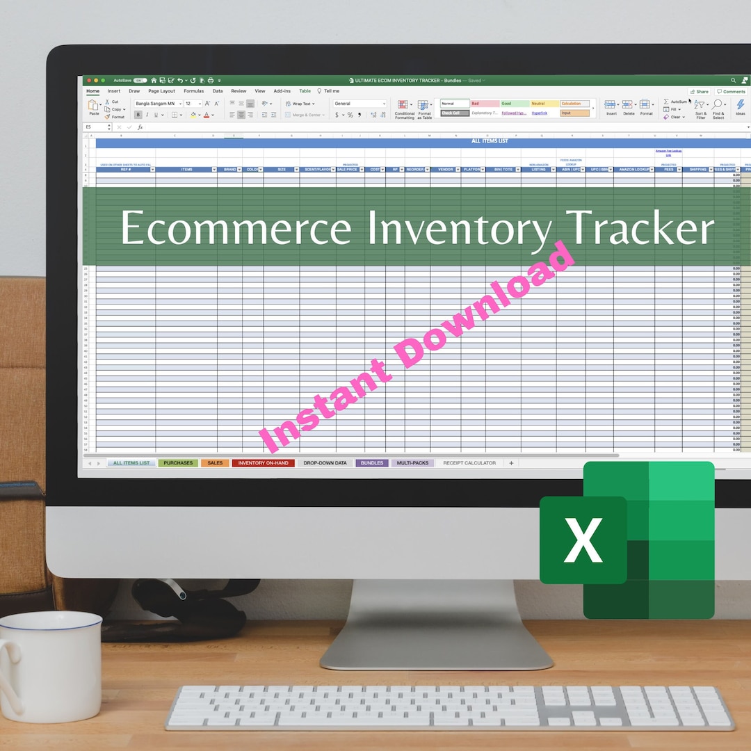 Dynamic Ecommerce Inventory Tracker - Excel Spreadsheet for Profit, ROI ...