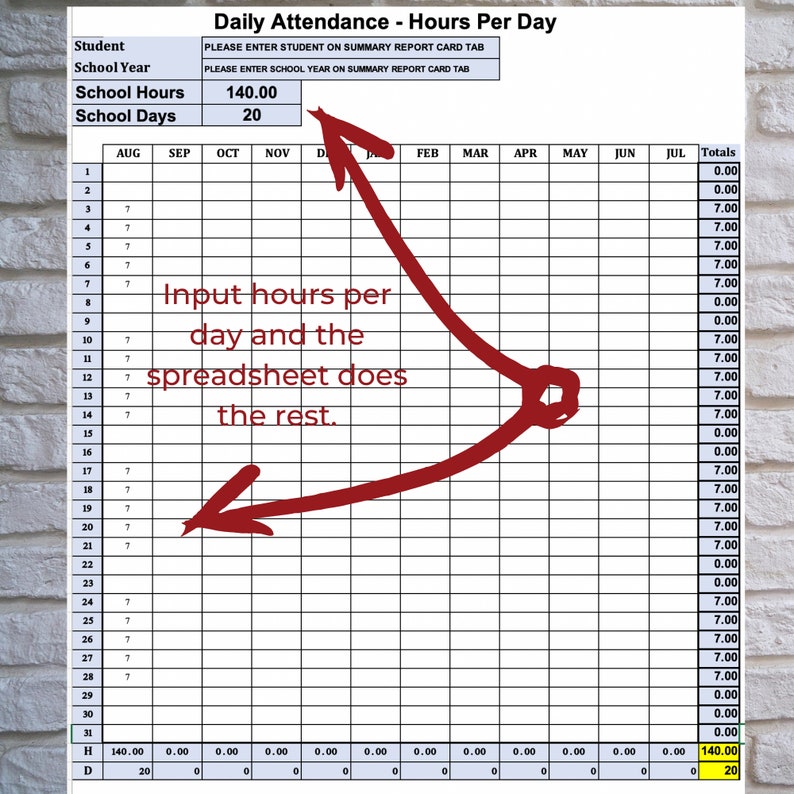 Homeschool Planner Gradebook Excel Template Attendance Tracker High ...