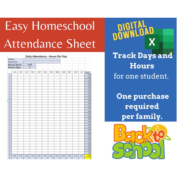 Excel Student Attendance Tracker - Etsy