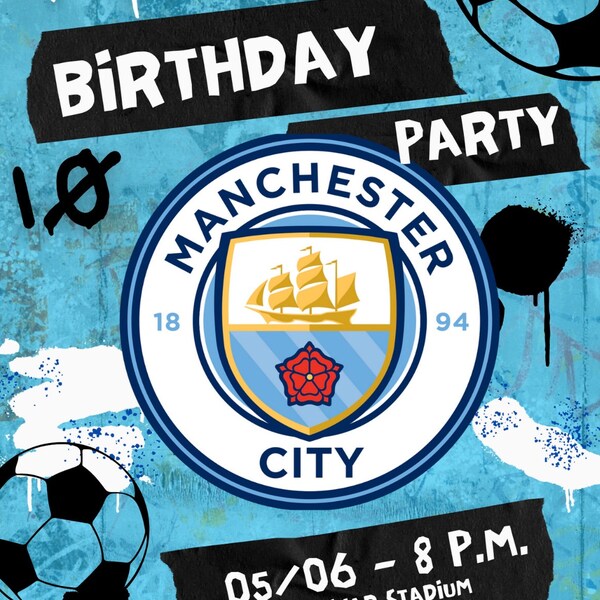 Manchester City Party Invitation - Etsy