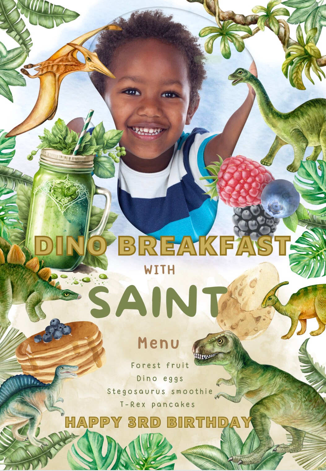 Dinosaur Party Breakfast Menu - Etsy