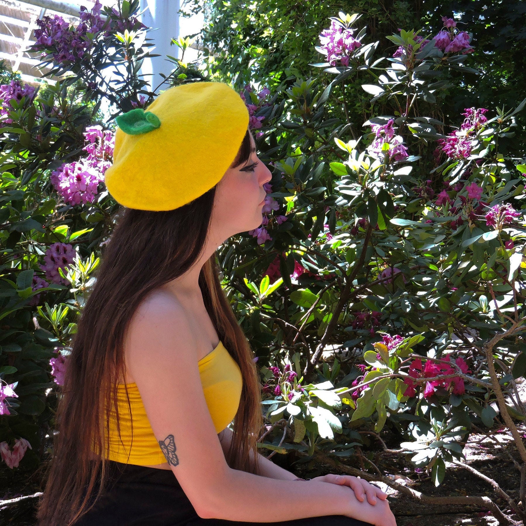 Lemon wool beret Boina lana de limón citron cute beret hat - Etsy España