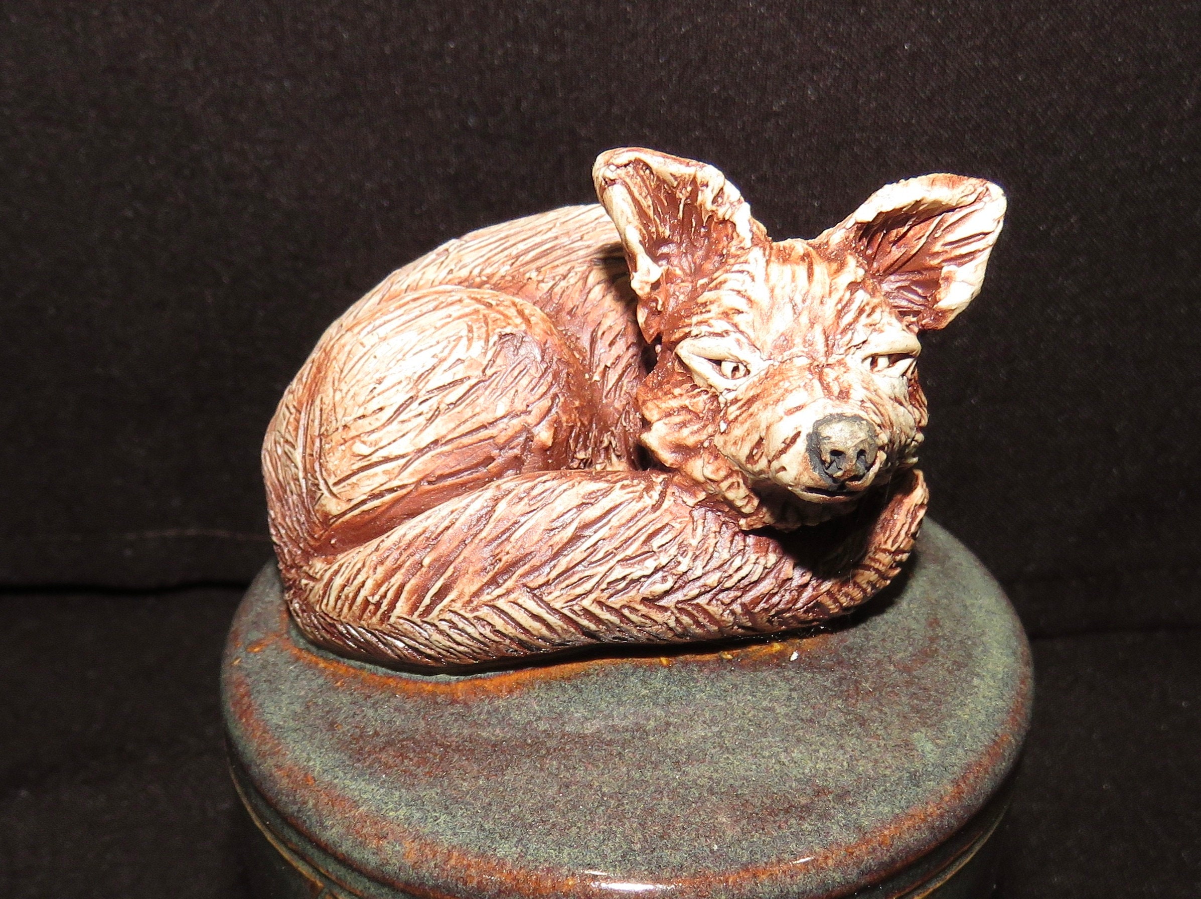 Tucked in for a Nap... Pottery Fox Jar With Lid - Etsy