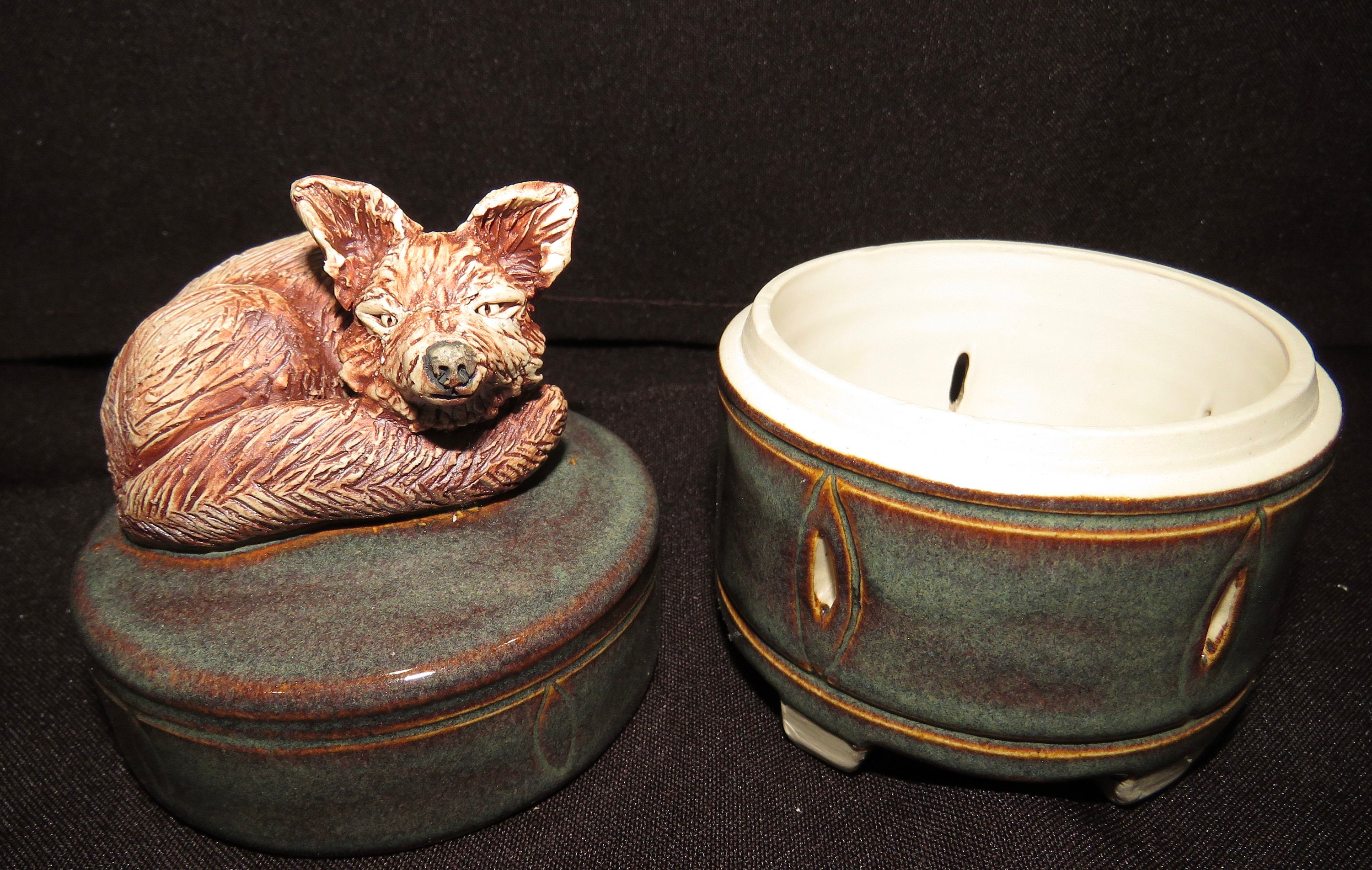 Tucked in for a Nap... Pottery Fox Jar With Lid - Etsy
