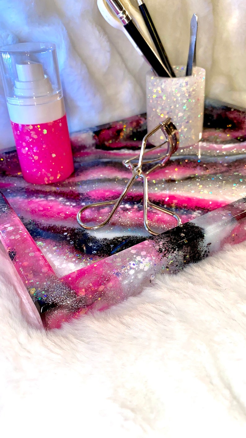 Vanity Tray / Jewelry Tray / Pink Glitter Tray / Bathroom - Etsy