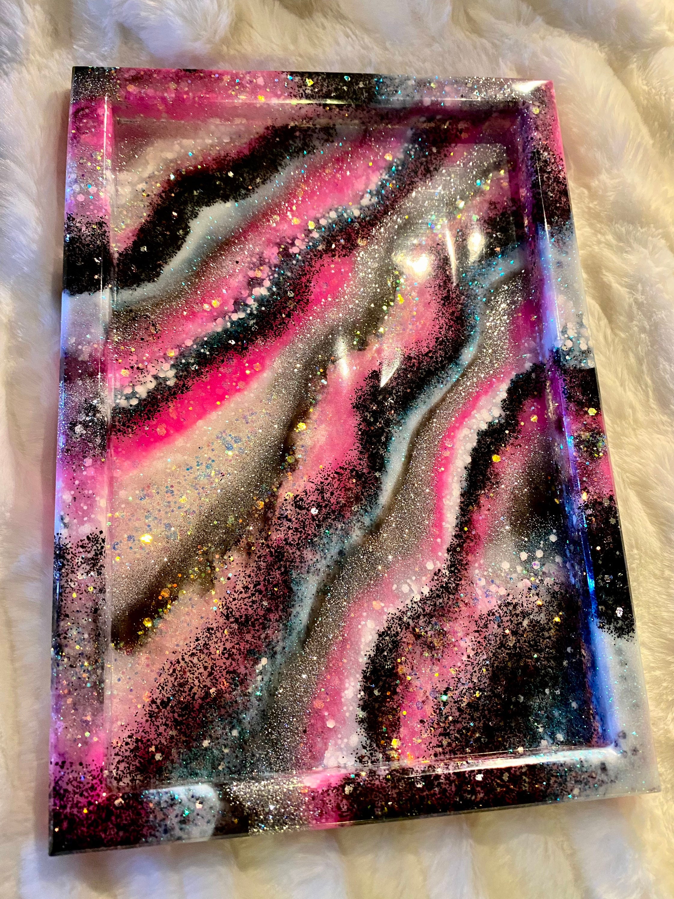 Vanity Tray / Jewelry Tray / Pink Glitter Tray / Bathroom | Etsy