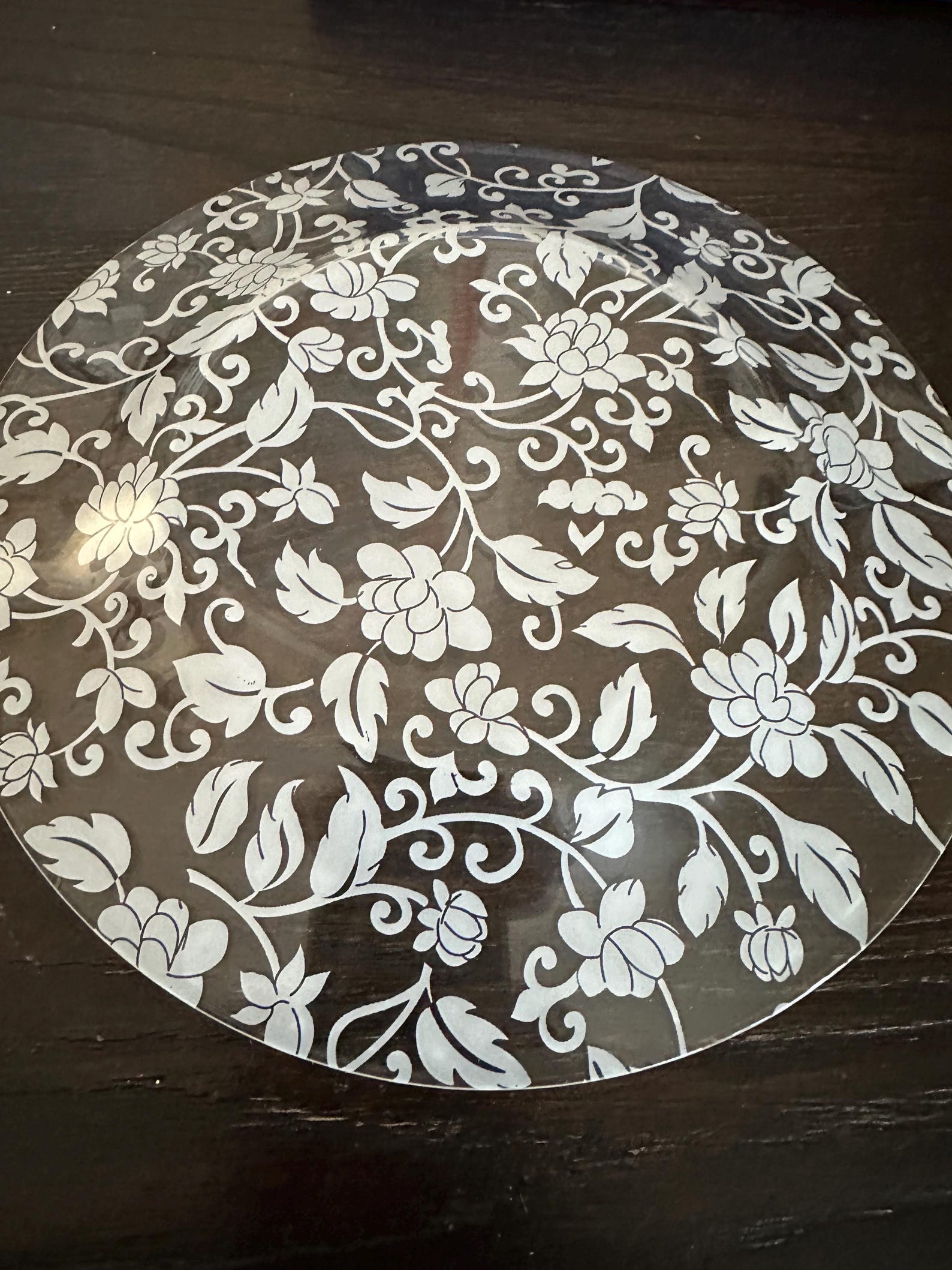 Crate and Barrel Clear Glass Plates With White Floral Pattern - Etsy